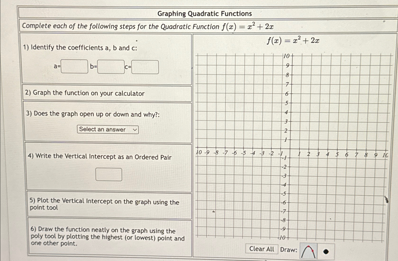 Solved Graphing Quadratic FunctionsComplete each of the | Chegg.com
