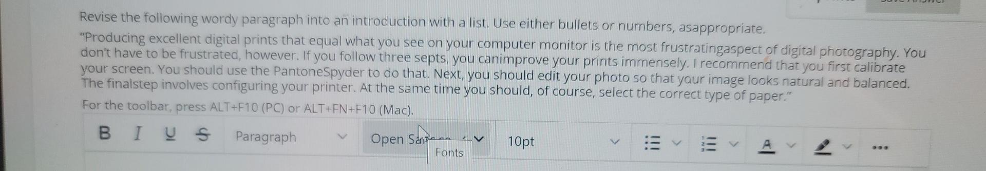Solved Revise the following wordy paragraph into an | Chegg.com