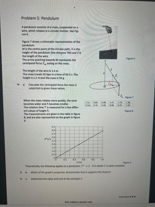 Solved 4p Problem 5: Pendulum A pendulum consists of a mass, | Chegg.com