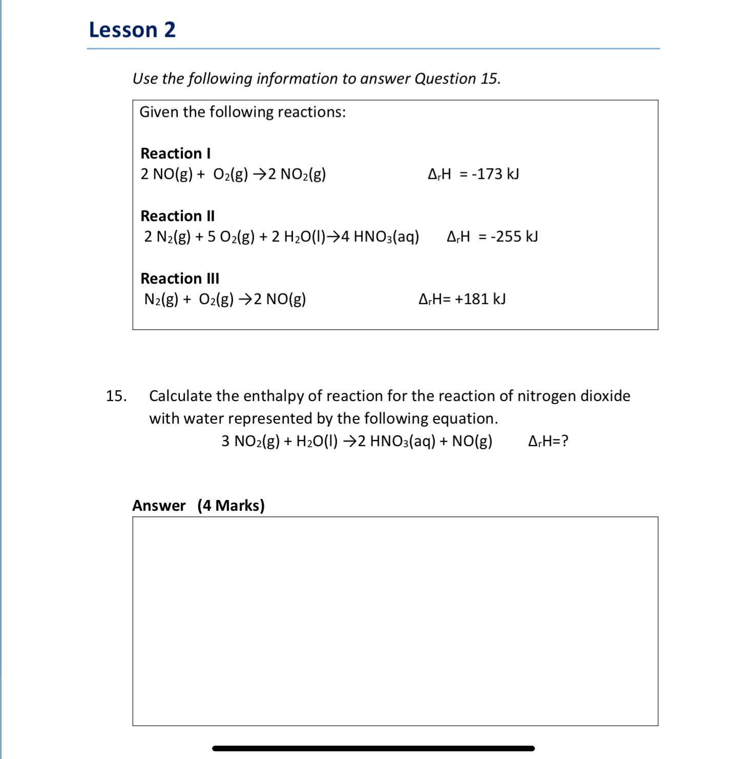 Solved Lesson 2Use the following information to answer | Chegg.com