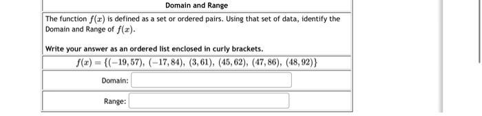 Solved Domain and Range The function f(x) is defined as a | Chegg.com
