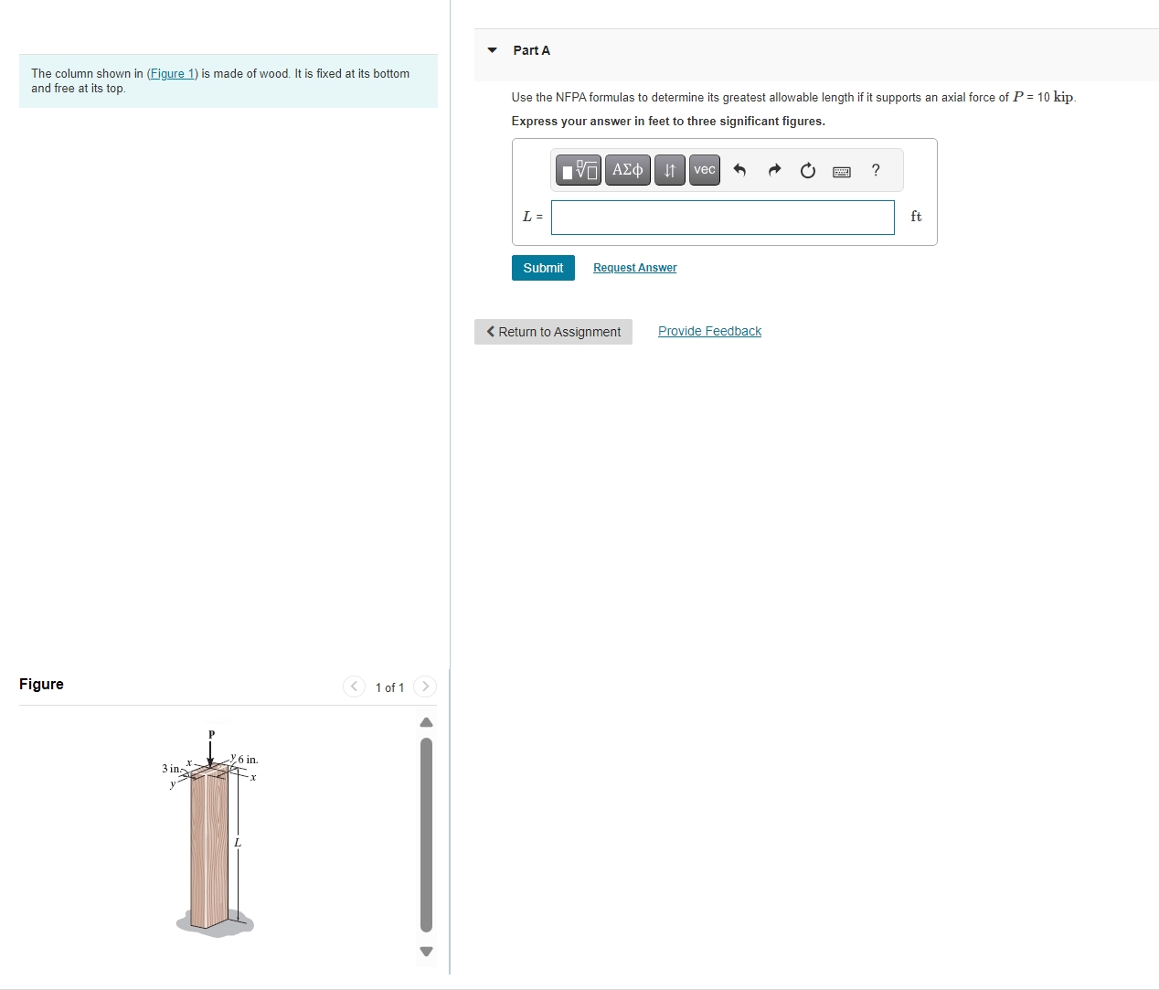 Solved The column shown in (Figure 1) ﻿is made of wood. It | Chegg.com