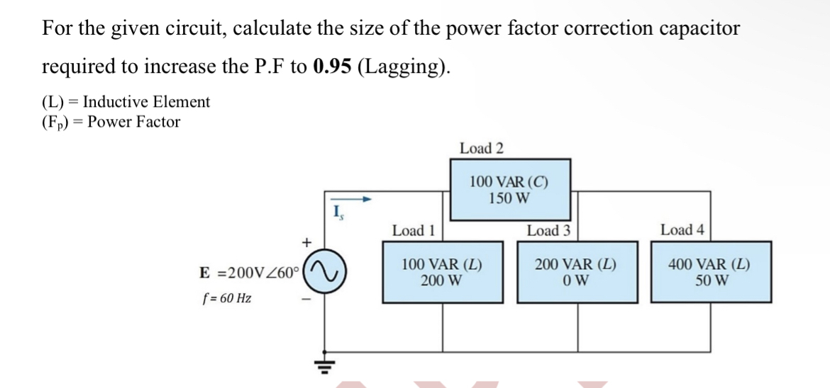 Solved For the given circuit, calculate the size of the | Chegg.com