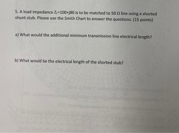Solved 5. A load impedance ZL=100+j80 is to be matched to 50 | Chegg.com