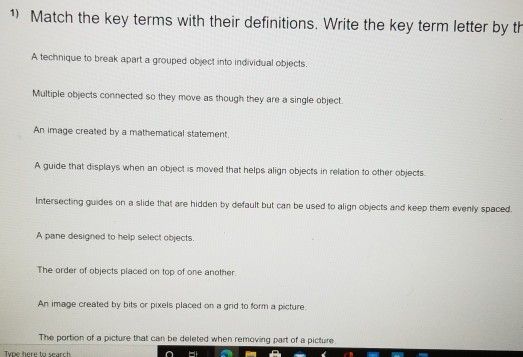 1) Match the key terms with their definitions. Write | Chegg.com