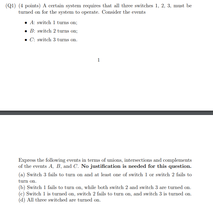 Solved (Q1) (4 ﻿points) ﻿A certain system requires that all | Chegg.com