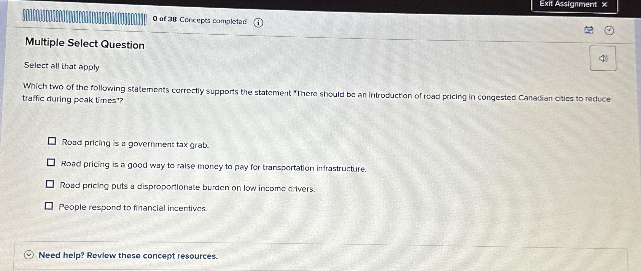 Solved Exit Assignment x0 ﻿of 38 ﻿Concepts completed | Chegg.com