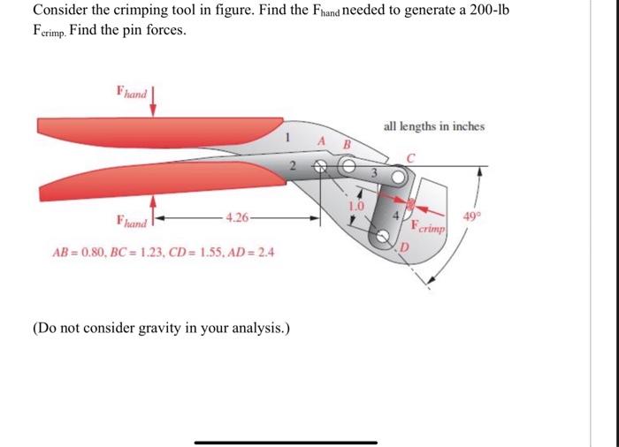 Solved Consider the crimping tool in figure. Find the Fhand | Chegg.com