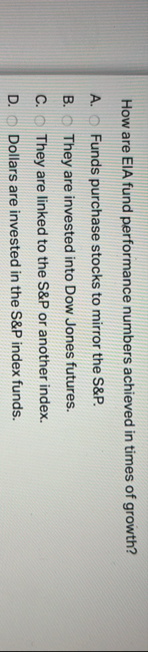 Solved How are EIA fund performance numbers achieved in | Chegg.com