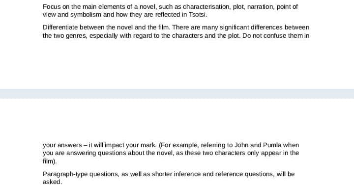 Solved Focus on the main elements of a novel, such as | Chegg.com