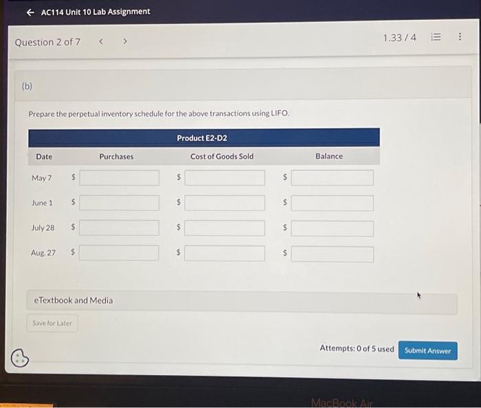 Solved AC114 Unit 10 Lab Assignment Question 2 of 7 View | Chegg.com