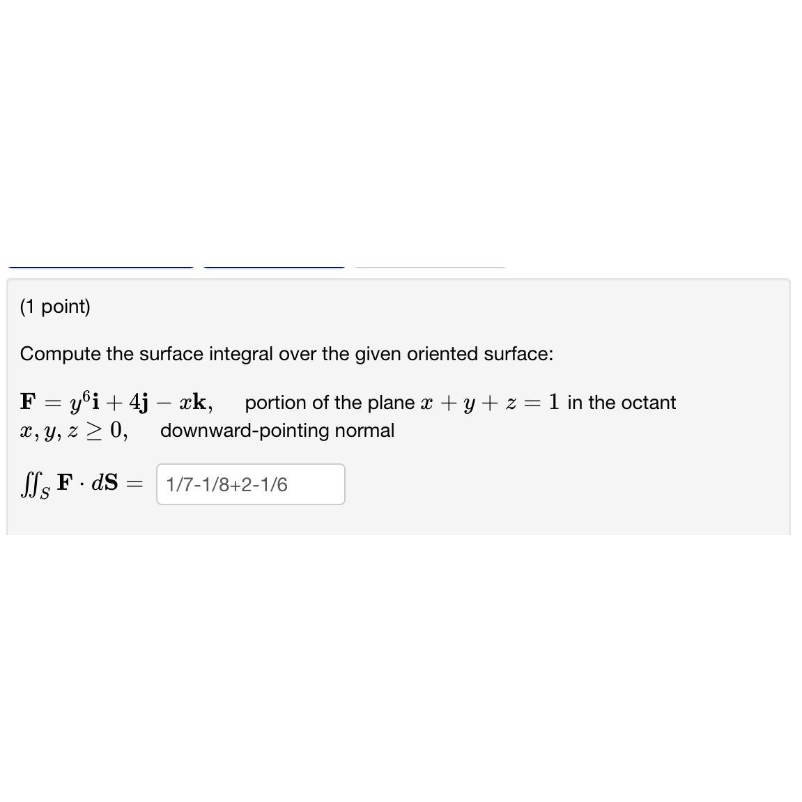 Solved (1 ﻿point)Compute the surface integral over the given | Chegg.com
