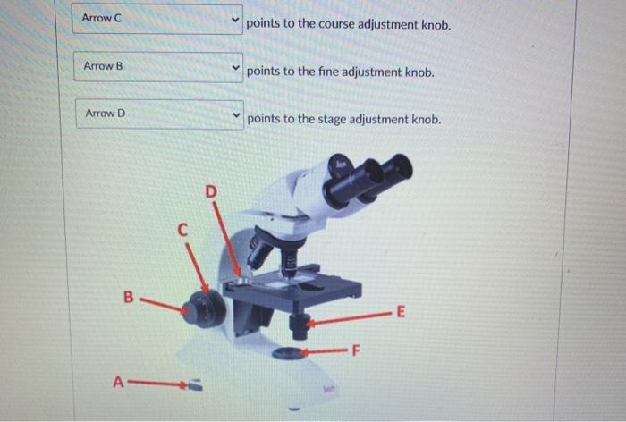 Solved Arrow C points to the course adjustment knob. Arrow B | Chegg.com