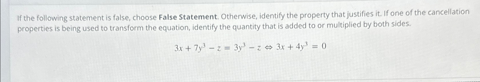 Solved If the following statement is false, choose False | Chegg.com