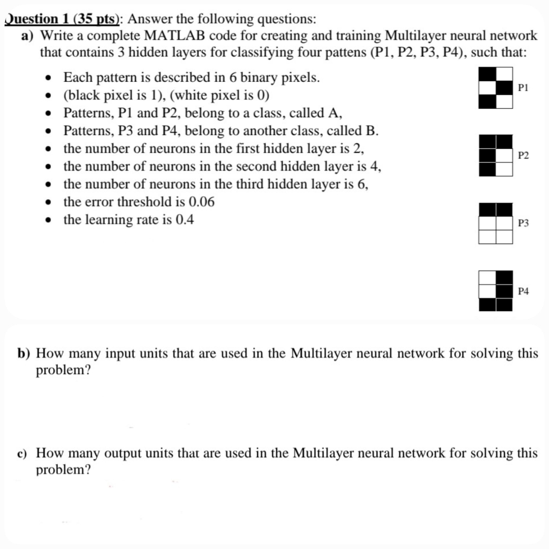 Solved Juestion 1 (35 ﻿pts): Answer the following | Chegg.com