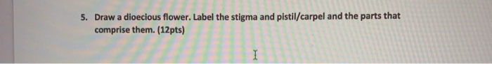Solved 5. Draw a dioecious flower. Label the stigma and | Chegg.com