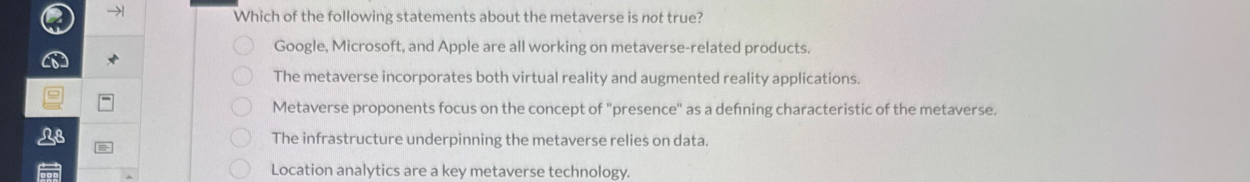 Solved Which of the following statements about the metaverse | Chegg.com