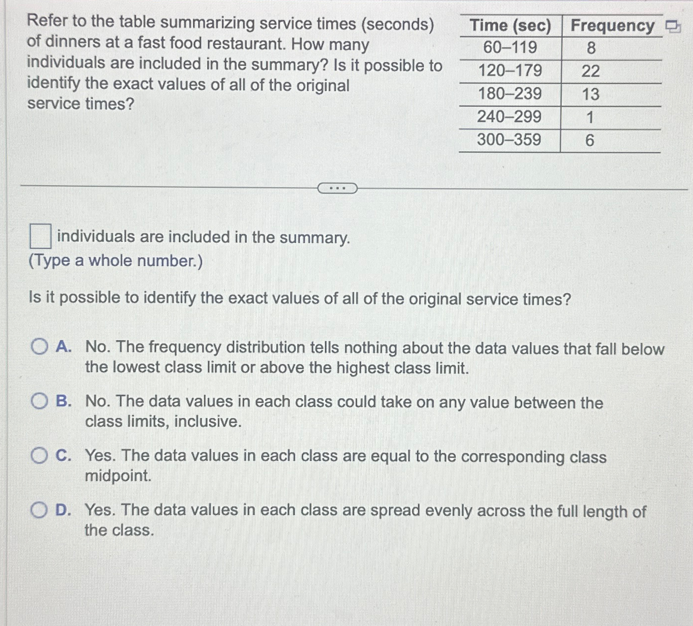 Solved Refer to the table summarizing service times | Chegg.com