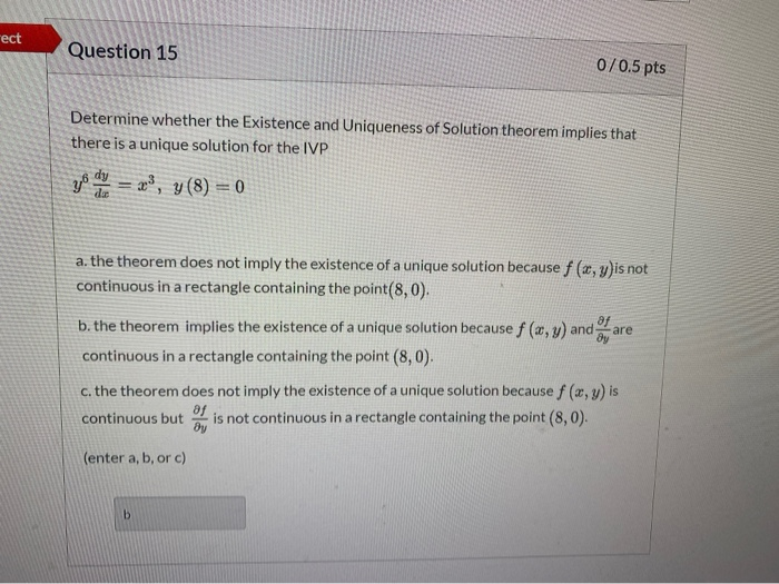 Solved ect Question 15 0/0.5 pts Determine whether the | Chegg.com