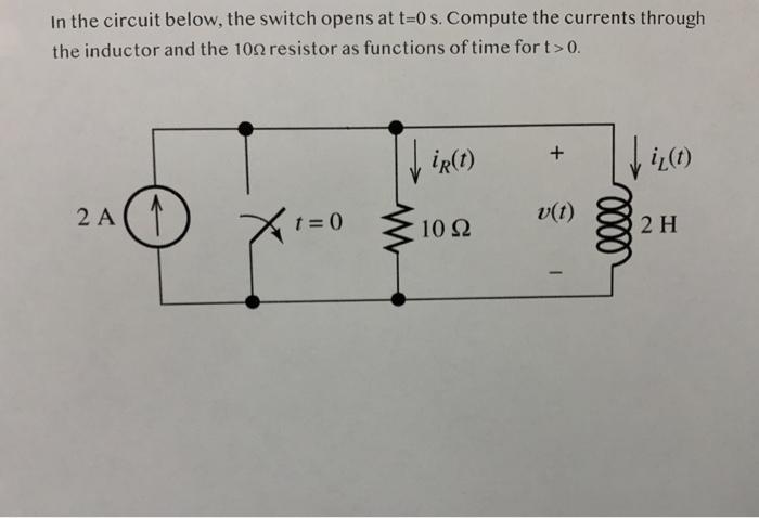Solved In the circuit below, the switch opens at t=0 s. | Chegg.com