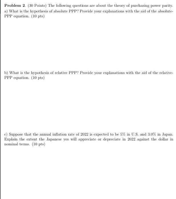 Solved Problem 2. (30 Points) The following questions are | Chegg.com