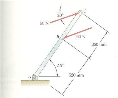 Solved Two parallel 60N forces are applied to a lever as | Chegg.com