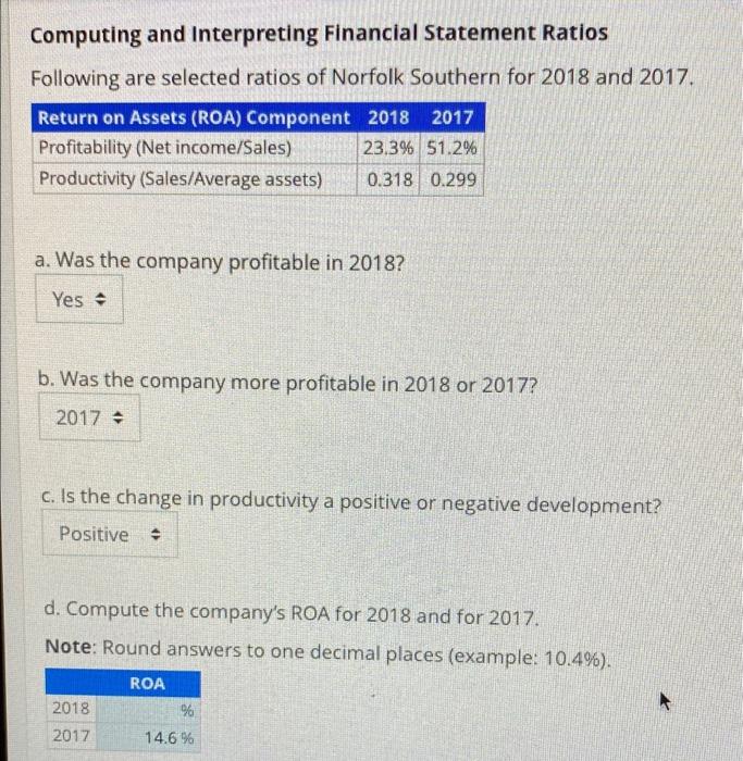 Solved Computing and Interpreting Financial Statement Ratios | Chegg.com