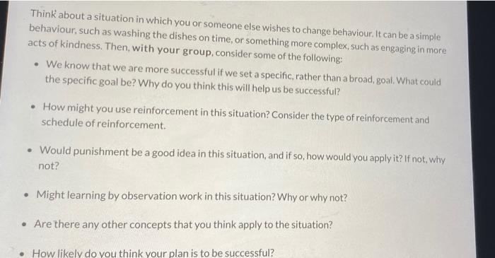 Solved Think about a situation in which you or someone else | Chegg.com