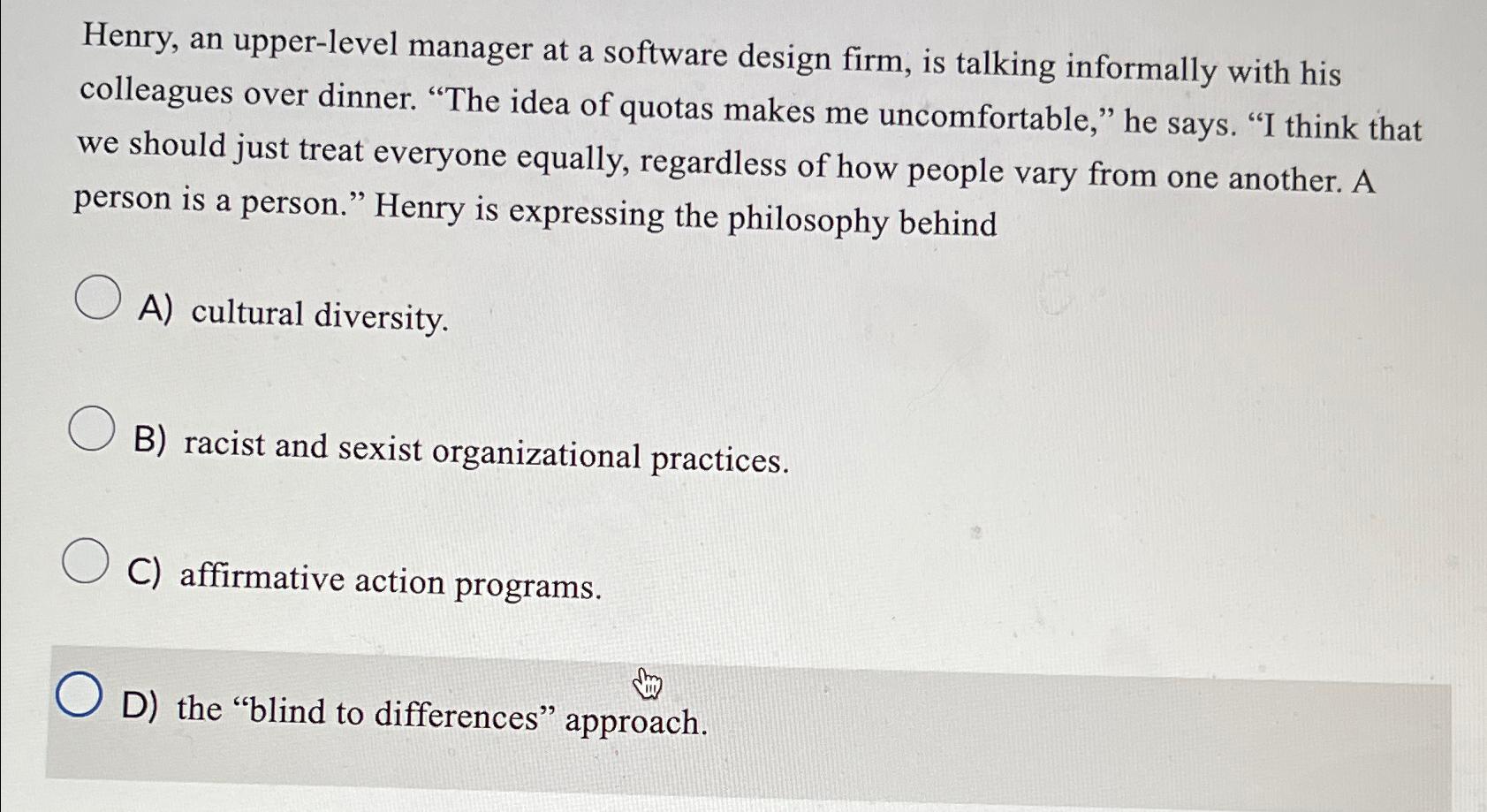 Solved Henry, an upper-level manager at a software design | Chegg.com