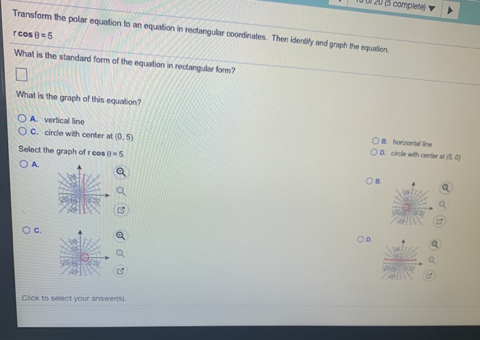Solved VUT CU 5 complete) Transform the polar equation to an | Chegg.com