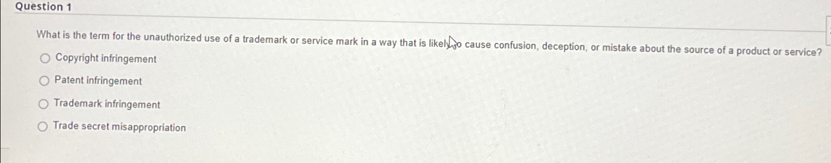 Solved Question 1What is the term for the unauthorized use | Chegg.com