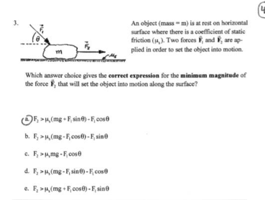 Solved An object (mass =m ) is at rest on horizontal surface | Chegg.com