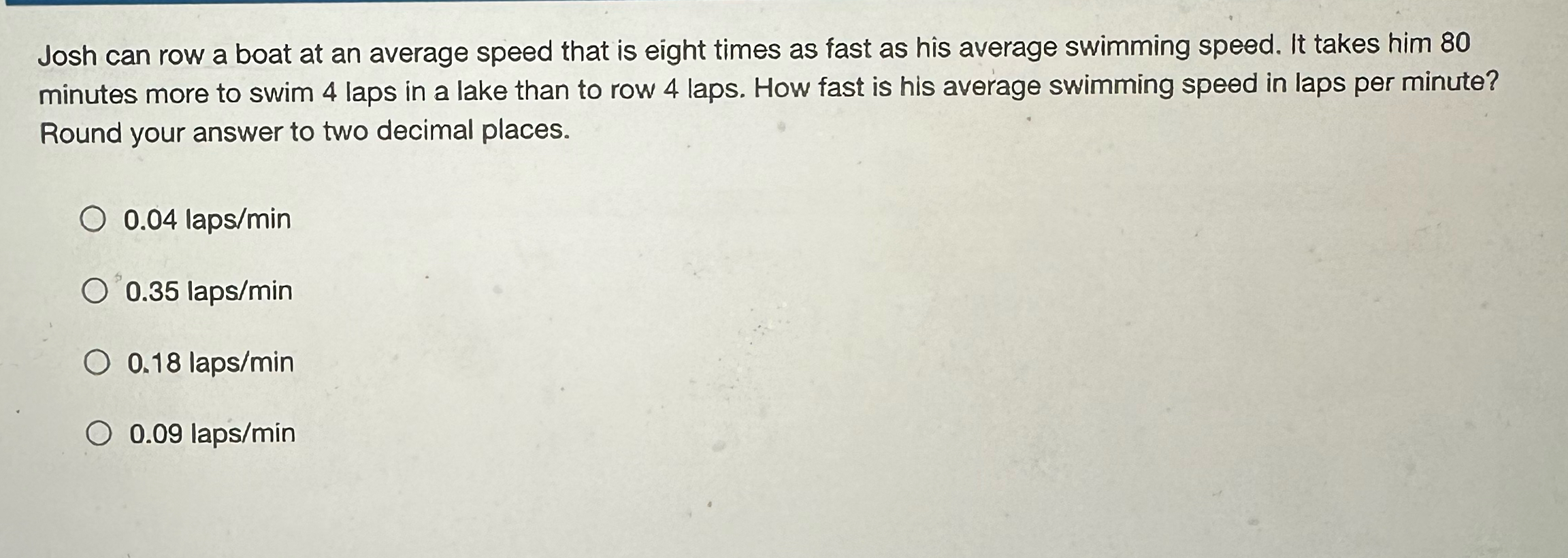 Solved Josh can row a boat at an average speed that is eight | Chegg.com