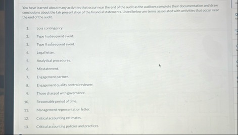 Solved You have learned about many activities that occur | Chegg.com