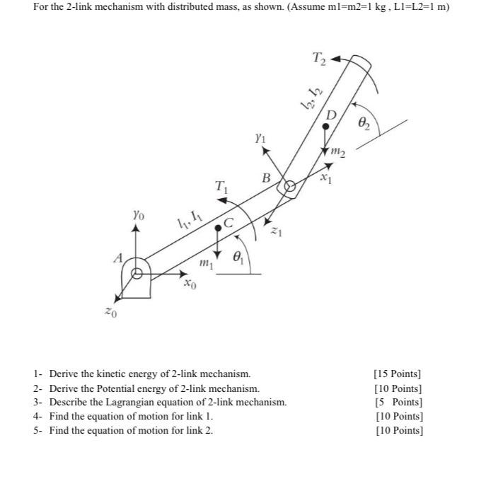 Solved For the 2-link mechanism with distributed mass, as | Chegg.com
