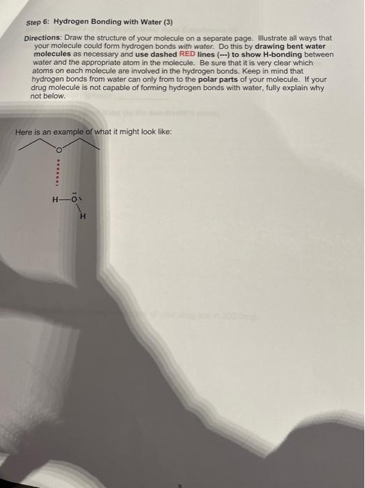 Solved Step 6: Hydrogen Bonding with Water (3) Directions: | Chegg.com