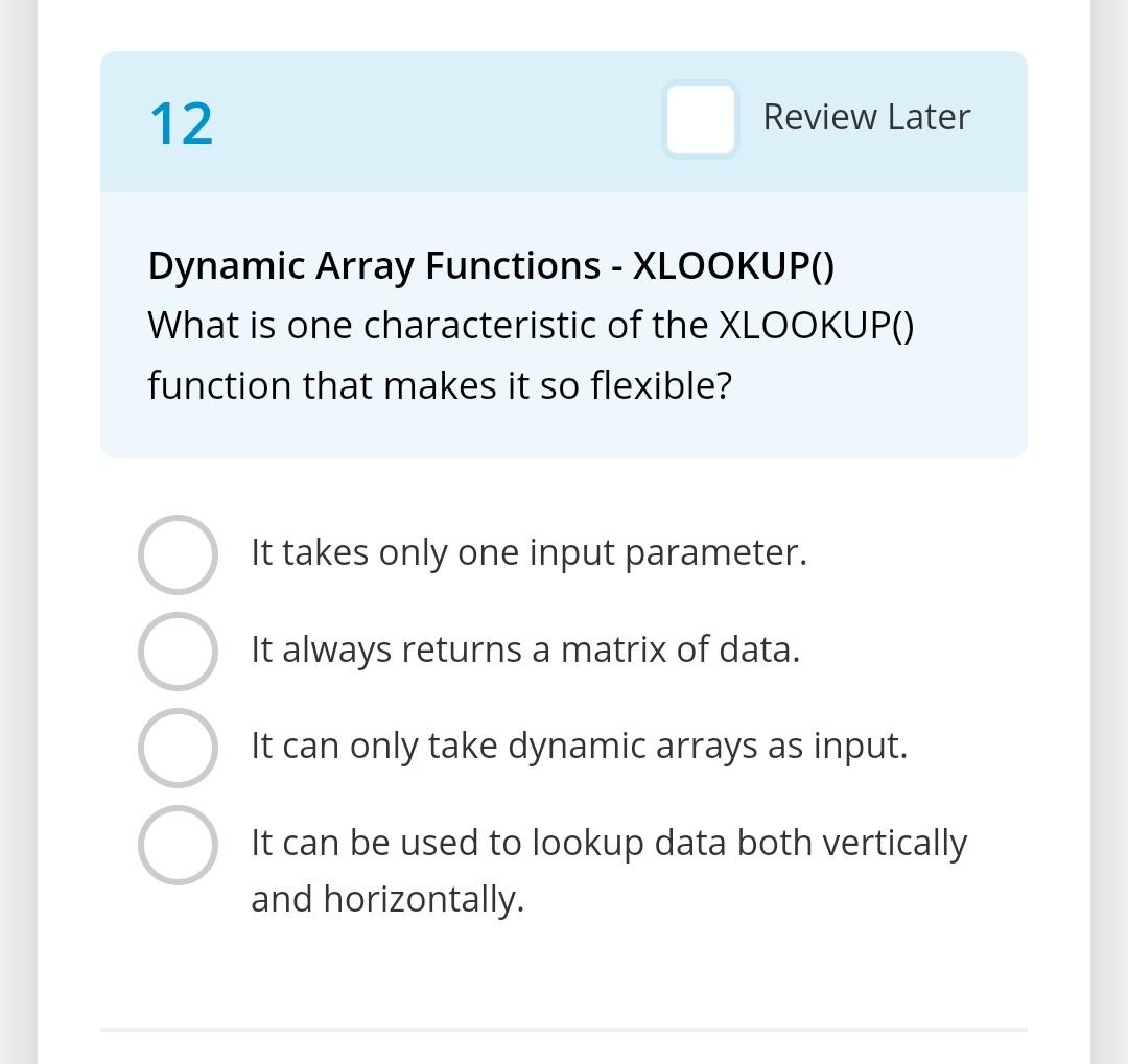 Solved 12 Review Later Dynamic Array Functions Xlookup