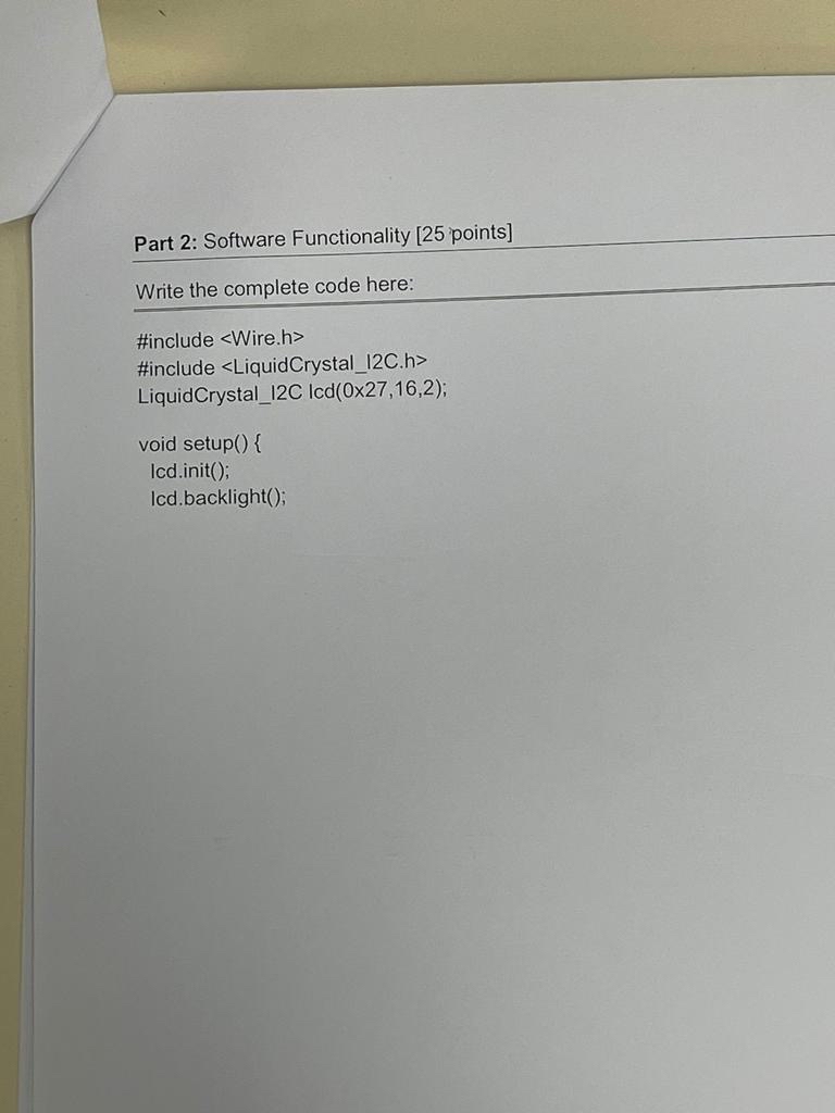 Solved Part 2: Software Functionality [25 ﻿points]Write the | Chegg.com