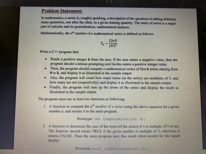 Solved Problem Statement: In mathematics, a series is, | Chegg.com
