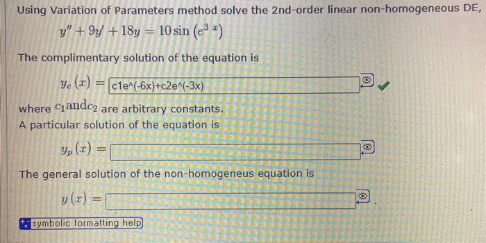 Solved Using Variation of Parameters method solve the | Chegg.com