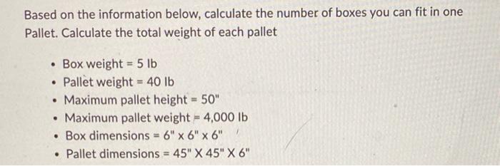 Solved Based on the information below, calculate the number | Chegg.com