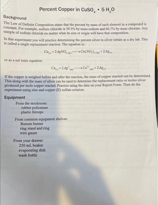 Solved Background The Law of Definite Composition states | Chegg.com