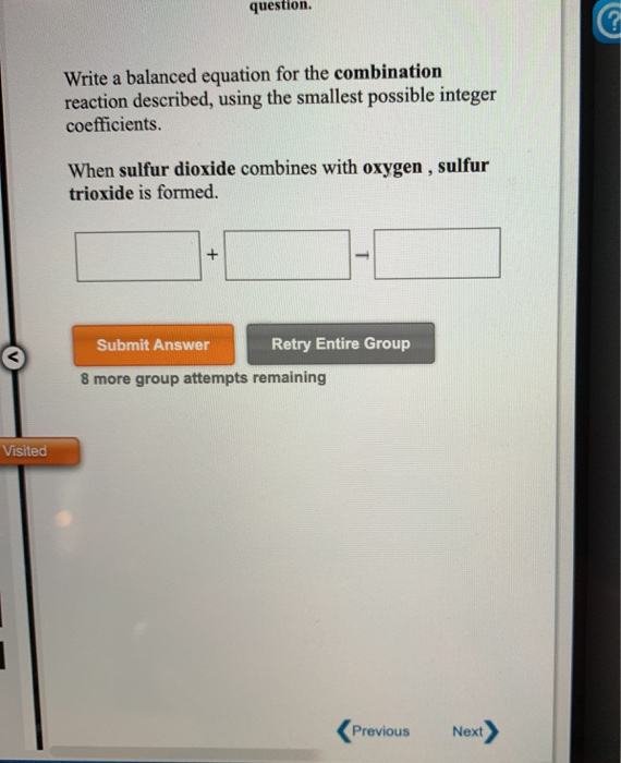 Solved Question Write A Balanced Equation For The