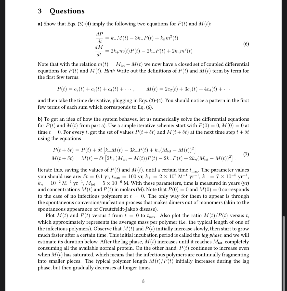 Solved Analytical model for fibril assembly(a) ﻿Show that | Chegg.com
