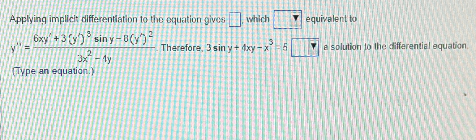 Applying implicit differentiation to the equation | Chegg.com