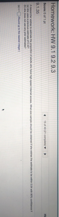 Solved Homework: HW 9.1 9.2 9.3 15 of 40 (21 complete HU | Chegg.com