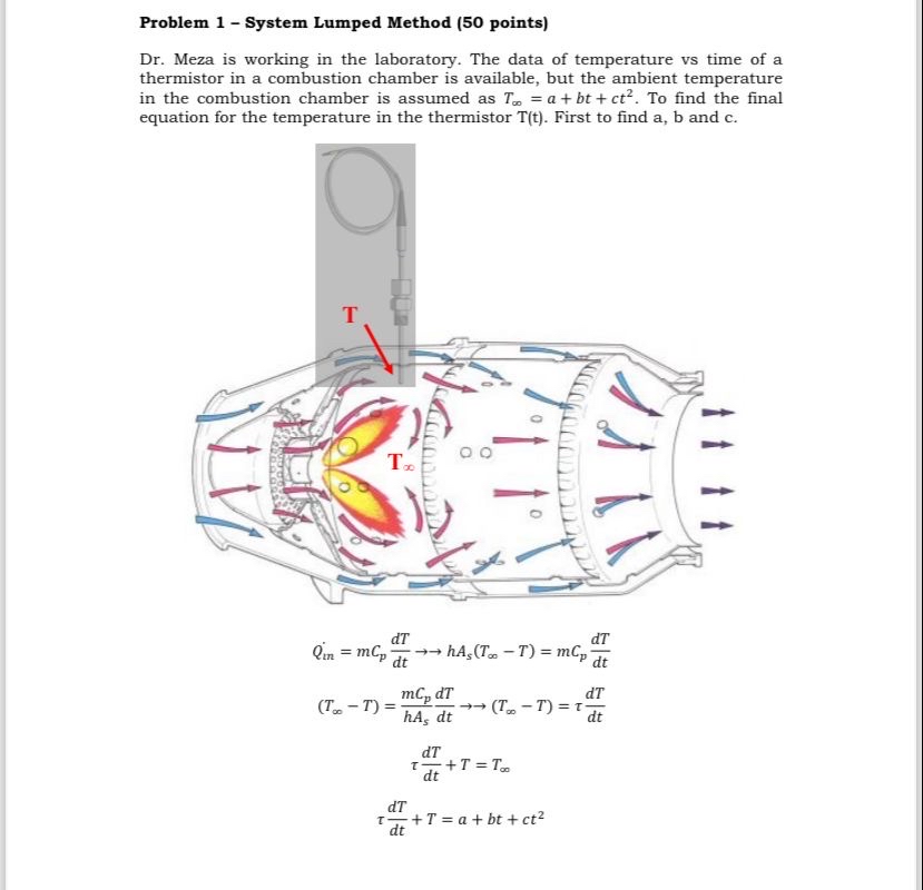 Problem 1 - ﻿System Lumped Method (50 ﻿points)Dr. | Chegg.com