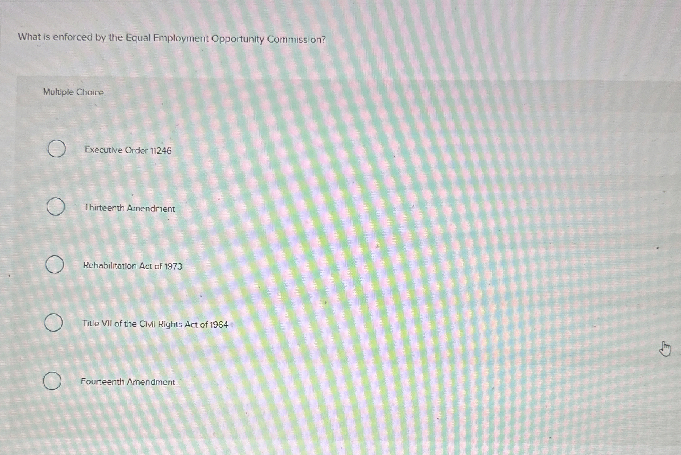 Solved What is enforced by the Equal Employment Opportunity | Chegg.com
