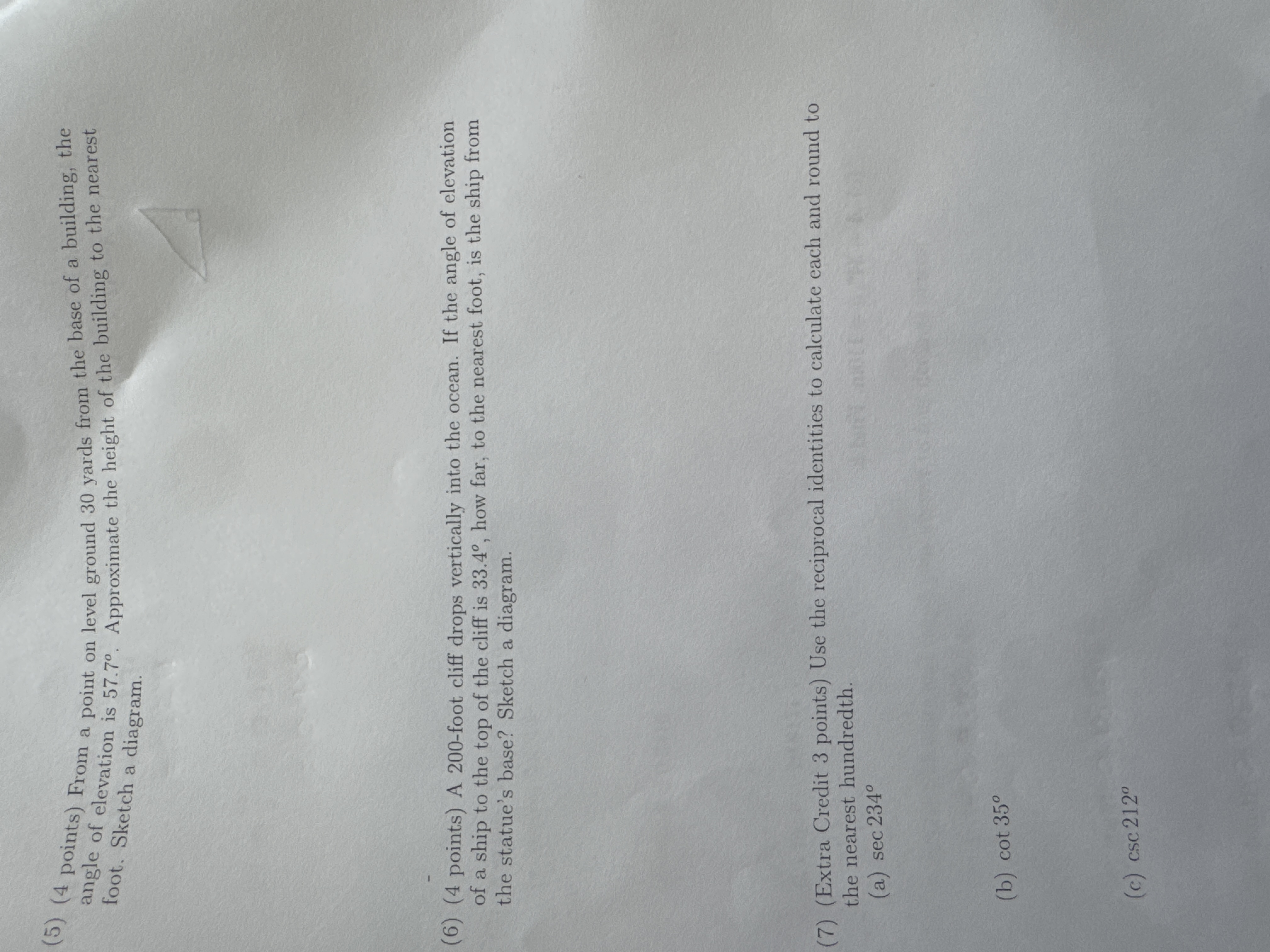 Solved (5) (4 ﻿points) ﻿From a point on ﻿level ground 30 | Chegg.com