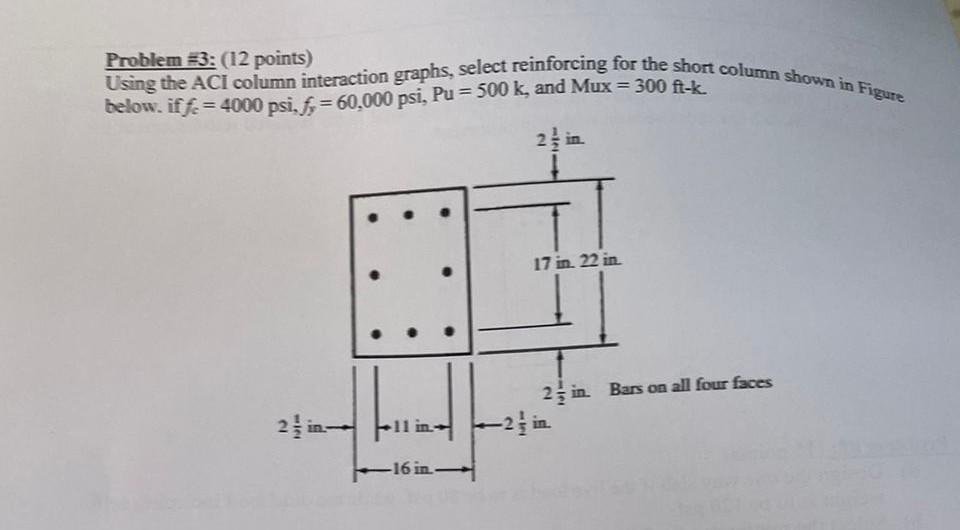 Solved Problem =3 : ( 12 points) Using the ACI column | Chegg.com